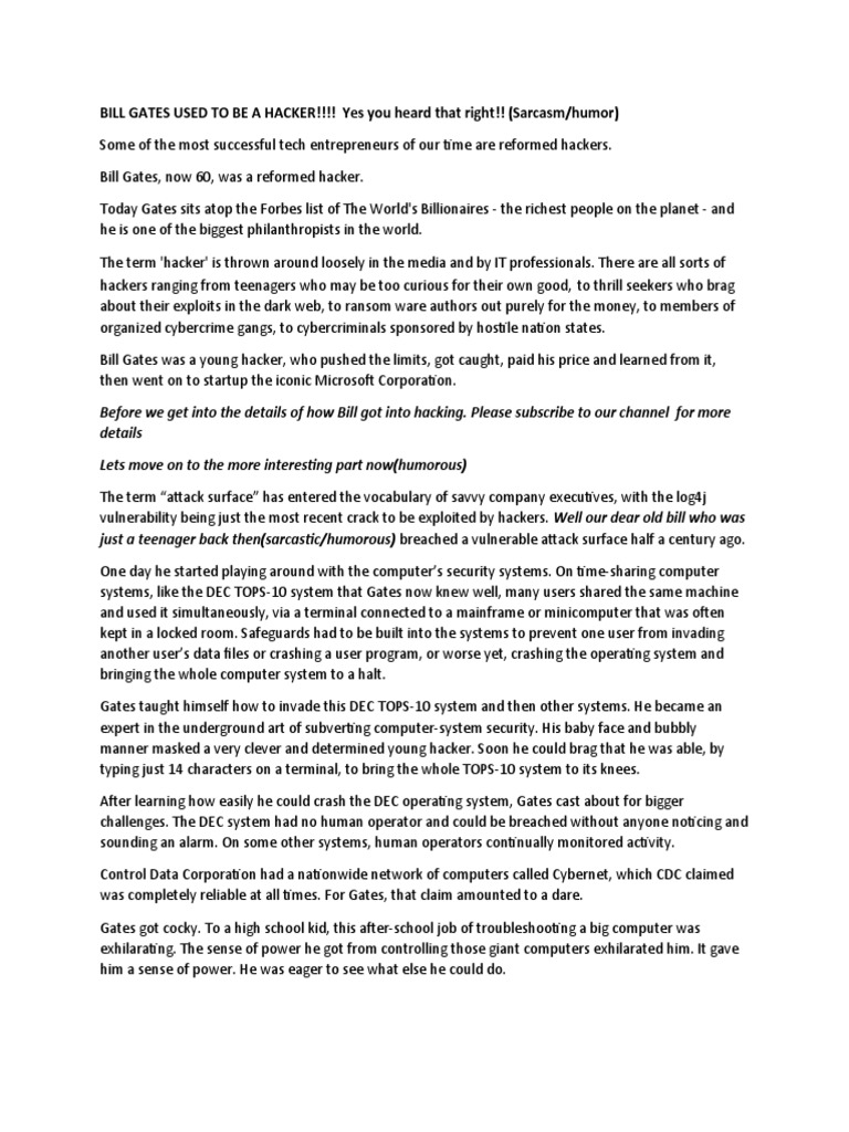 Bill Gates Used To Be A Hacker | PDF | Security Hacker | Operating System