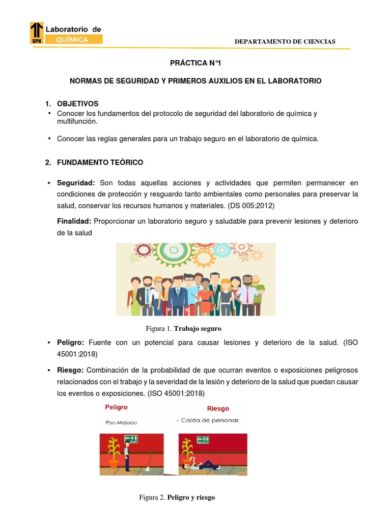 Práctica Nº01 - Normas de Seguridad y Primeros Auxilios en Laboratorio | PDF | Laboratorios ...