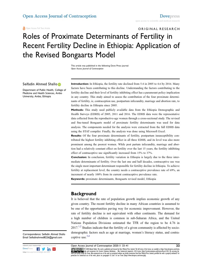 Roles of Proximate Determinants of Fertility in Recent Fertility ...