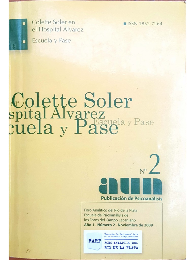 Colette Soler en El Hospital Álvarez. Los Estados de Ánimo Tienen Un ...