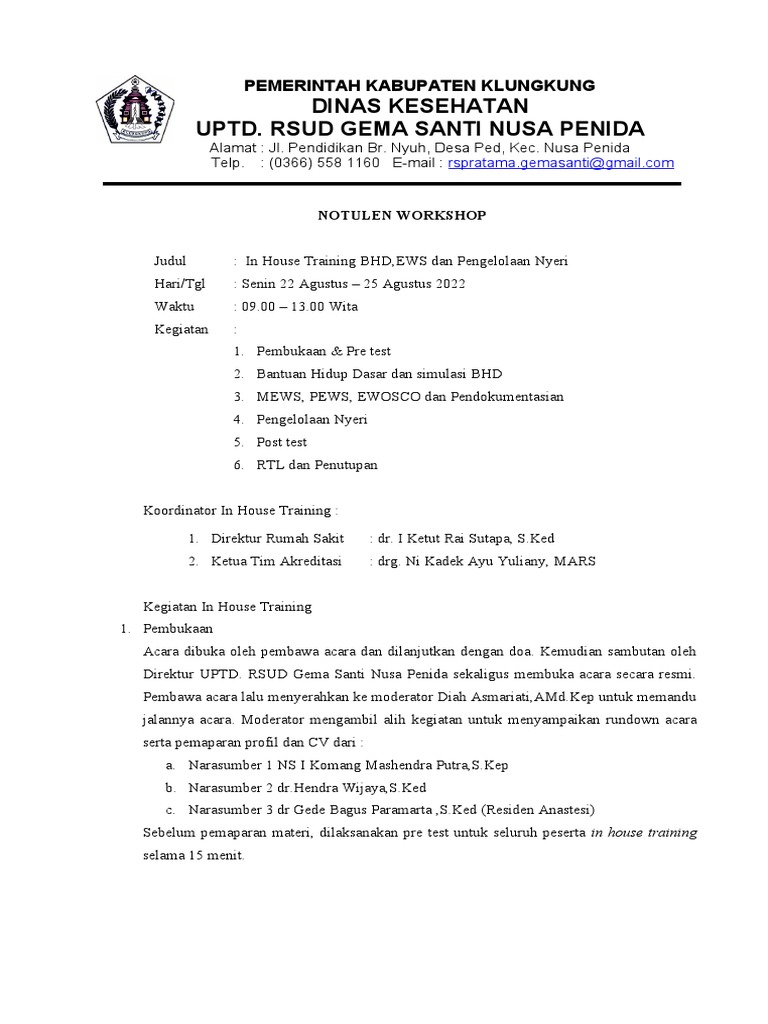 Notulen in House Training | PDF