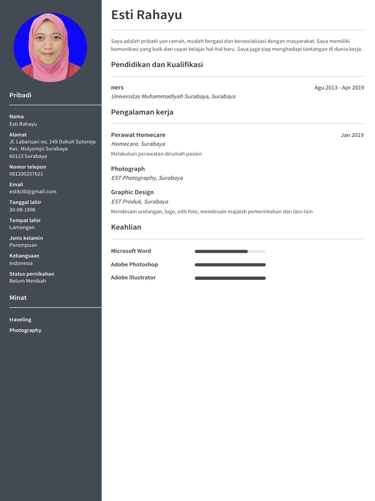 CV Esti Rahayu #1 | PDF | Karier & Perkembangan | Pengembangan Diri