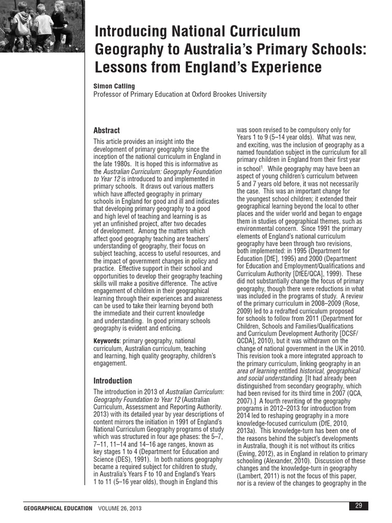 Catling 2013 Introducing National Curriculum Geography To Australia's ...