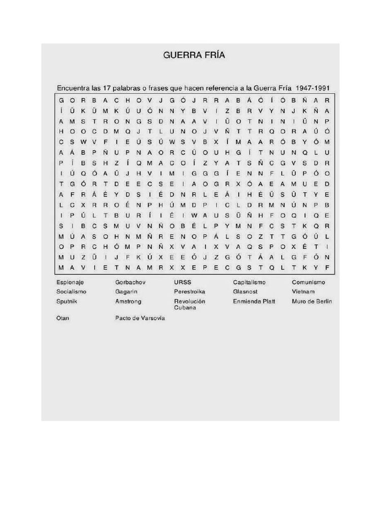 Sopa Letra Guerra Fria | PDF