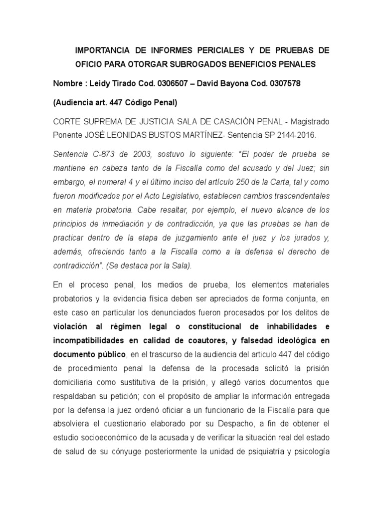 Importancia de Pruebas Periciales | PDF | Derecho penal | Procedimiento ...
