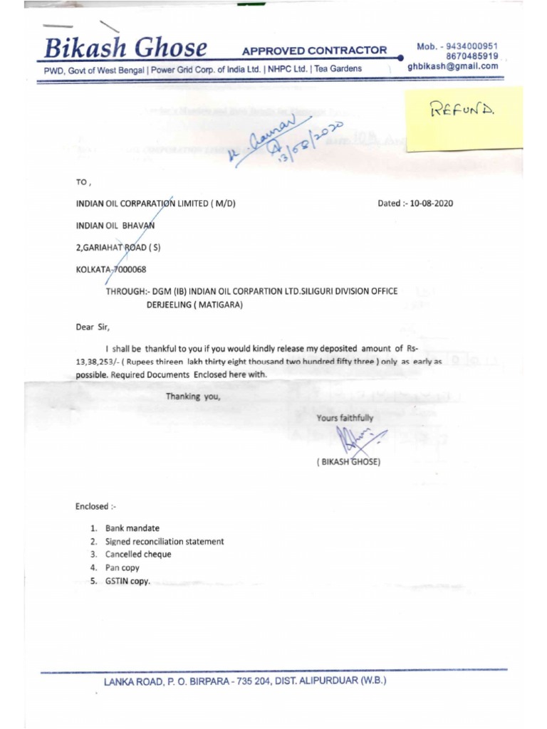 Bikash Ghosh Refund | PDF