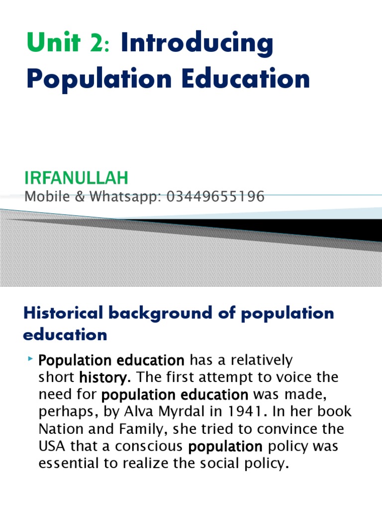 Overview of Population Education Concepts | PDF | Self Actualization ...