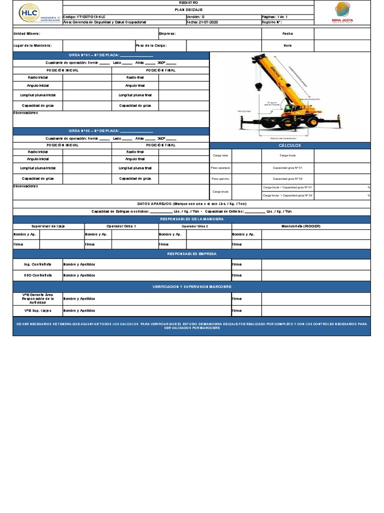 FT-SST-013 Plan de Izaje | PDF