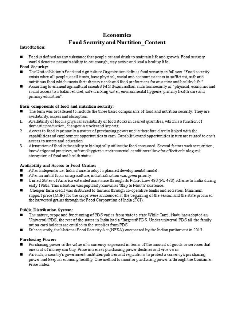 10 - Food Security and Nutrition | PDF | Food Security | Purchasing ...
