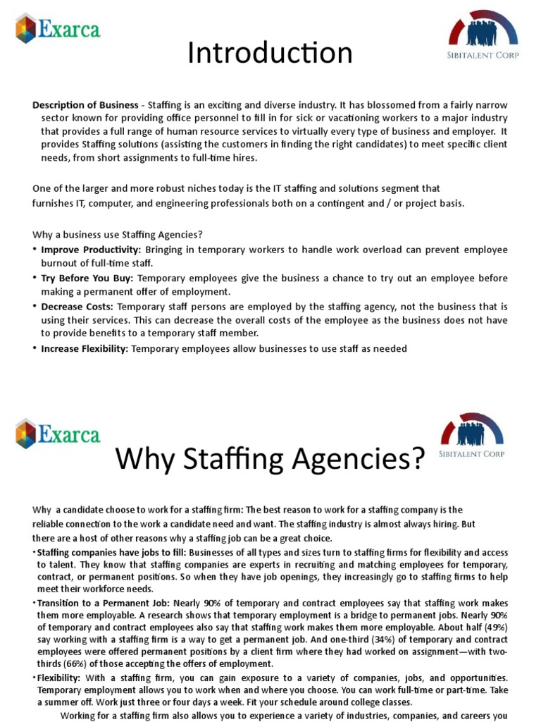 Description of Business - Staffing Is An Exciting and Diverse Industry ...