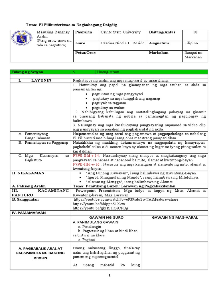 Masusing Banghay Aralin | PDF