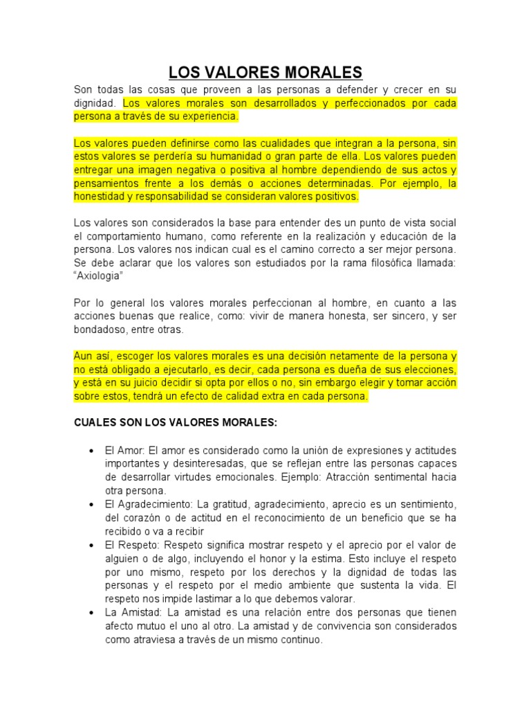 Los Valores Morales | PDF | Amor | Tolerancia