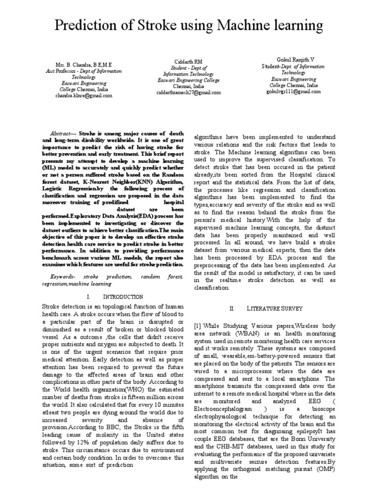 Machine Learning for Stroke Prediction | PDF | Machine Learning ...