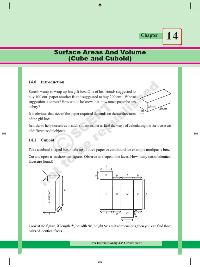 AP Board Class 8 Maths Textbook Chapter 14 | PDF | Volume | Area