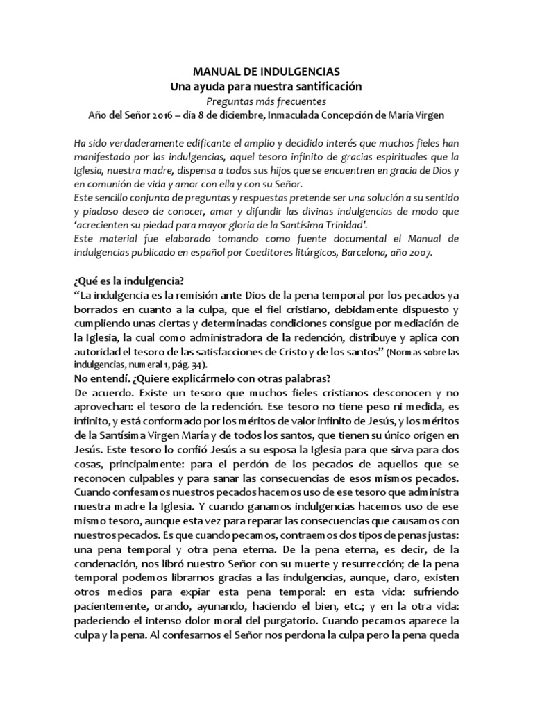 Manual De Indulgencias Pdf Indulgencia Eucaristía