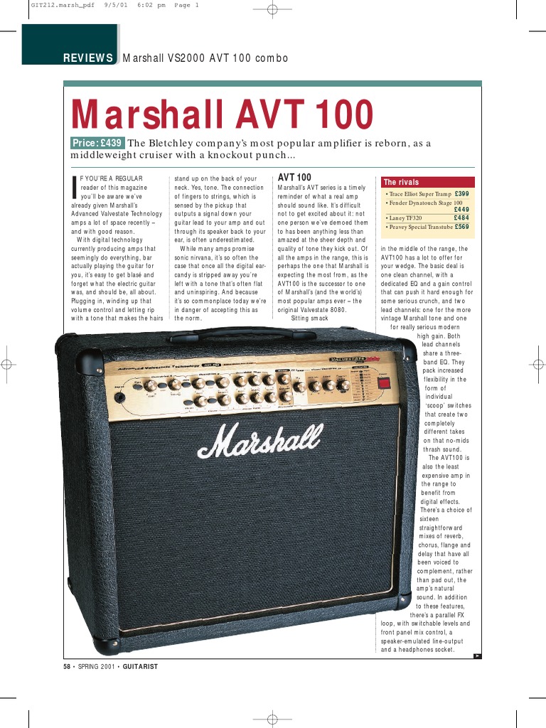 Marshall AVT100: A Tone Revolution | PDF | Amplifier | Sound