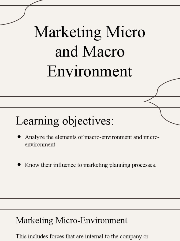 Lesson 6 - Marketing Micro and Macro-Environment | PDF | Marketing | Economies