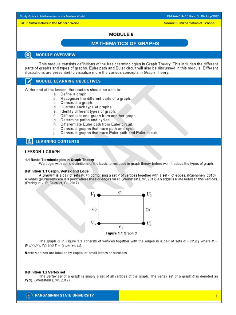 Mathematics of Graphs: Module Overview | PDF | Vertex (Graph Theory) | Mathematics