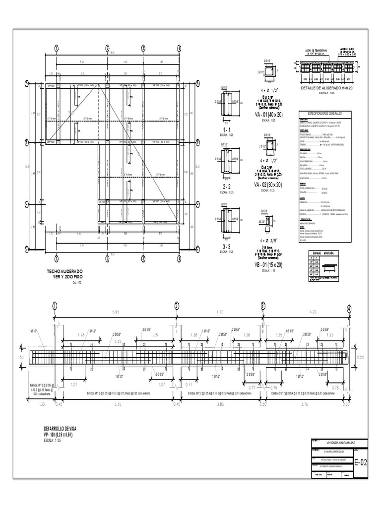 Plano Techo Aligerado | PDF | Albañilería | Ingeniero civil