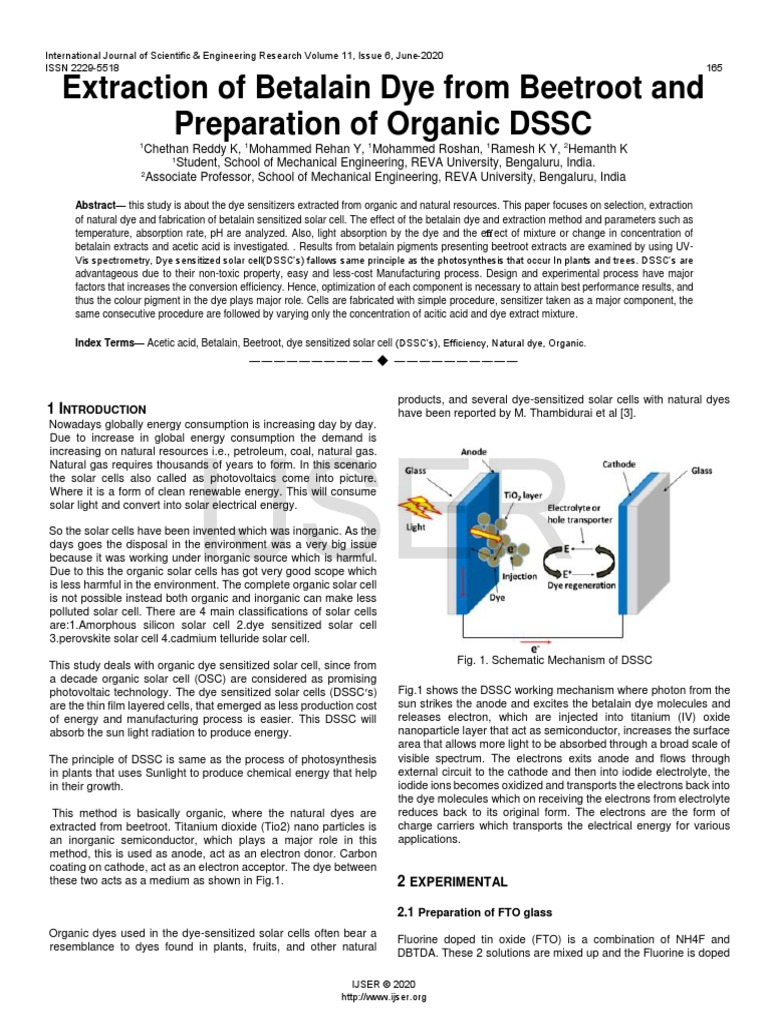 Extraction of Betalain Dye From Beetroot and Preparation of Organic ...