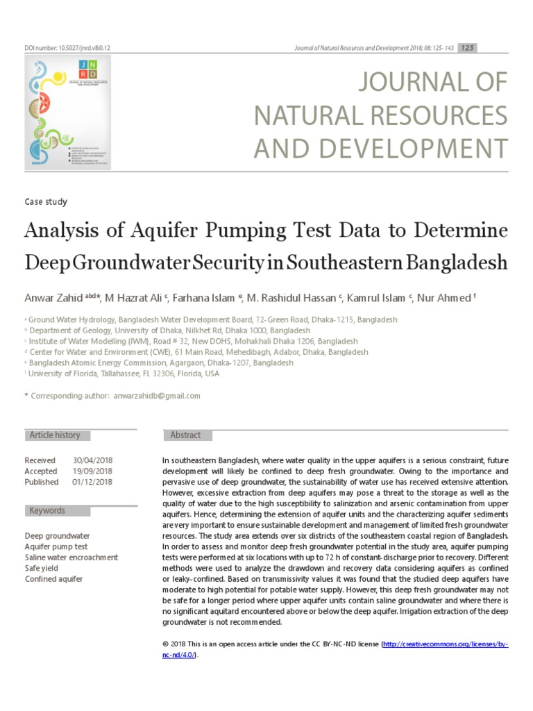 Analysis of Aquifer Pumping Test Data To | PDF | Aquifer | Groundwater
