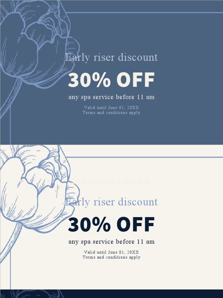Early Riser Discount: Southridge Salon | PDF
