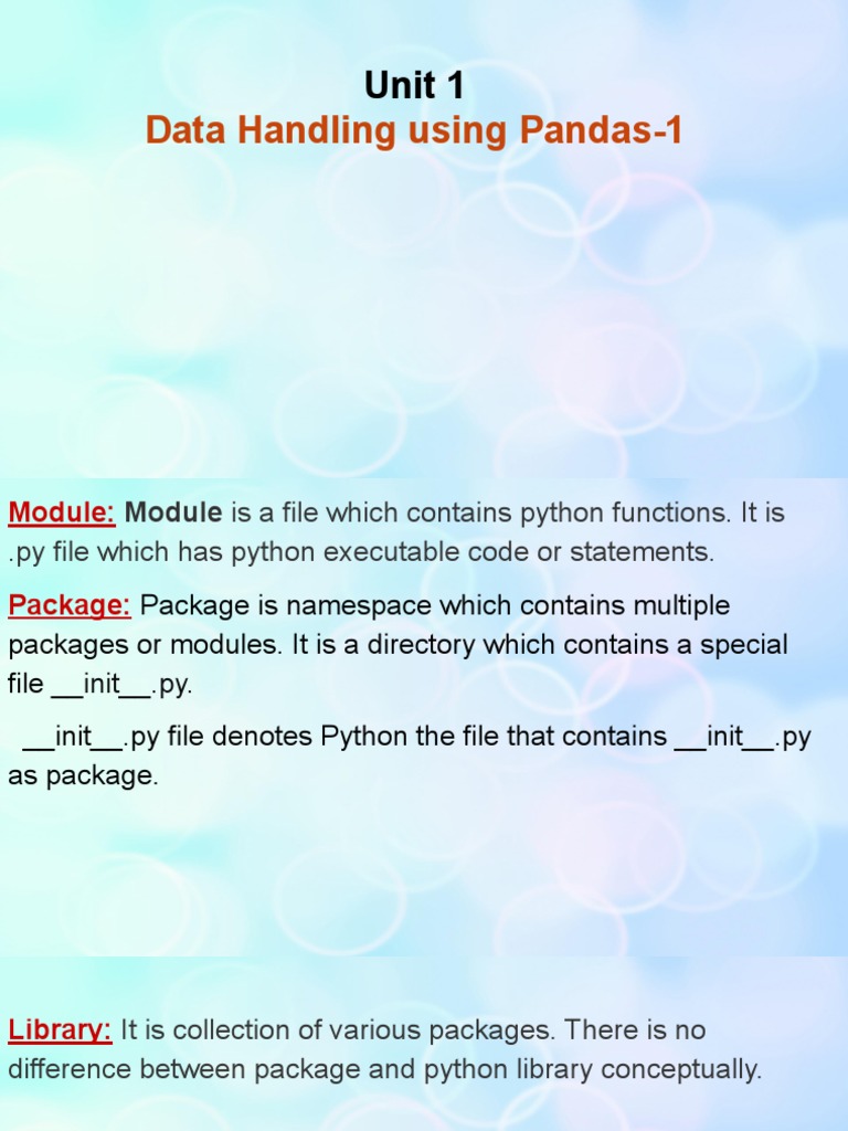 On Data Handling Using Pandas I Pdf Array Data Type Python 1805