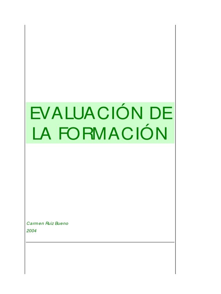 Evaluación de la formación: conceptualización, evaluación de aprendizajes y técnicas e ...