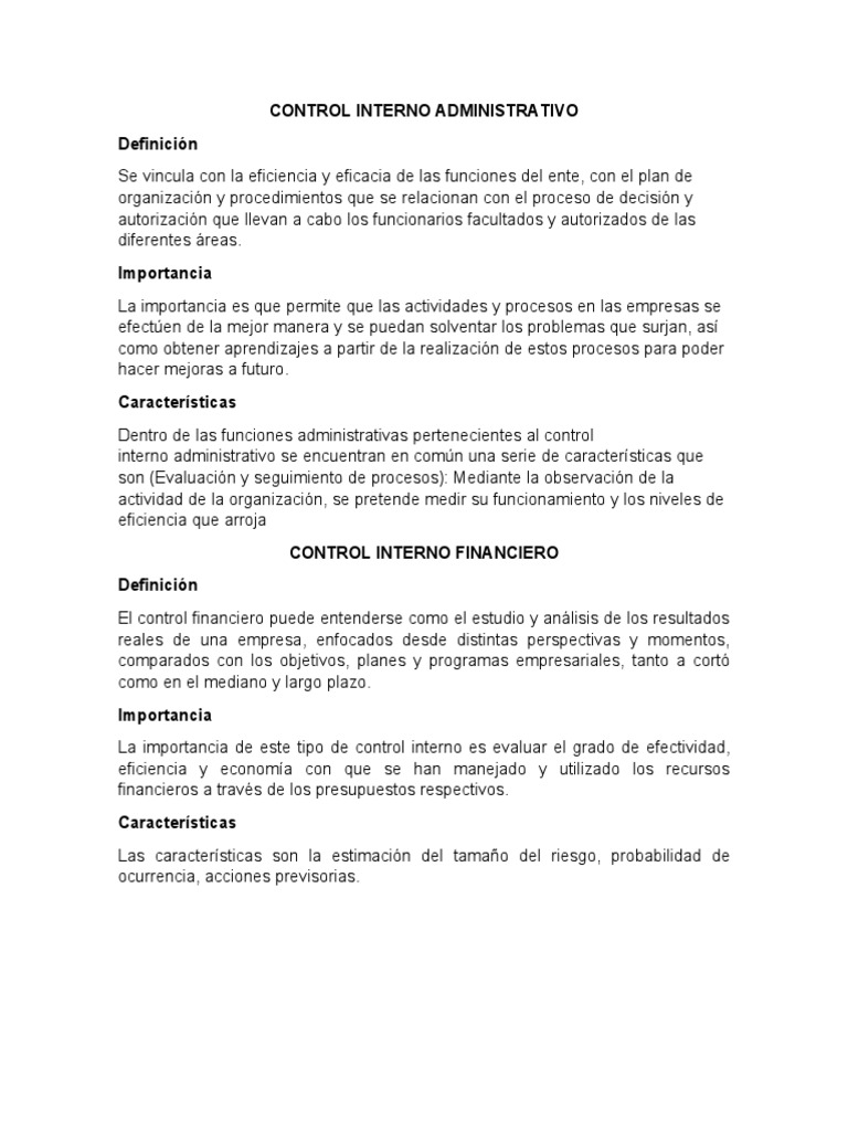 Control Interno Administrativo y Financiero | PDF