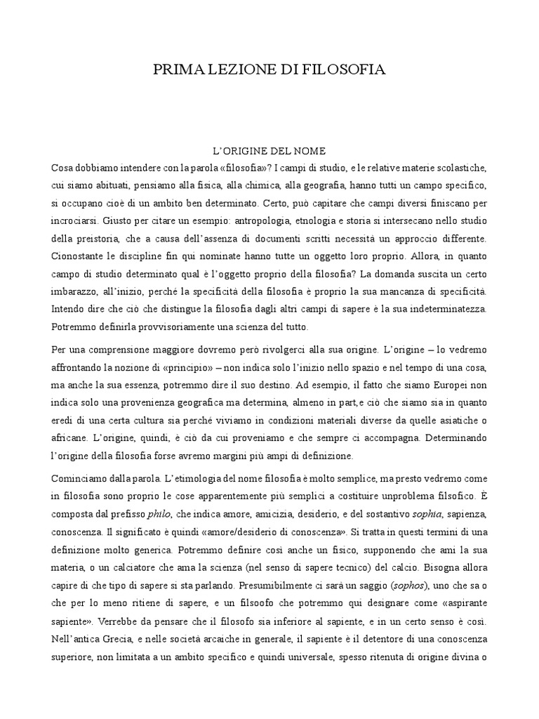 Prima Lezione Di Filosofia | PDF