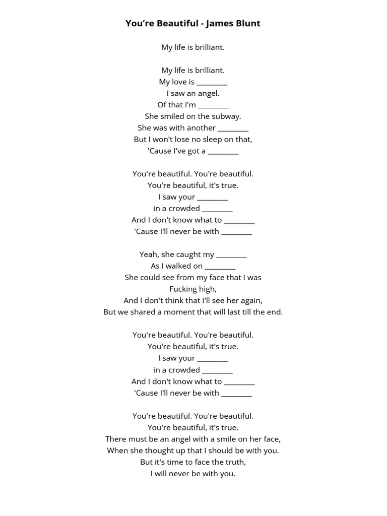 You're Beautiful - James Blunt | PDF