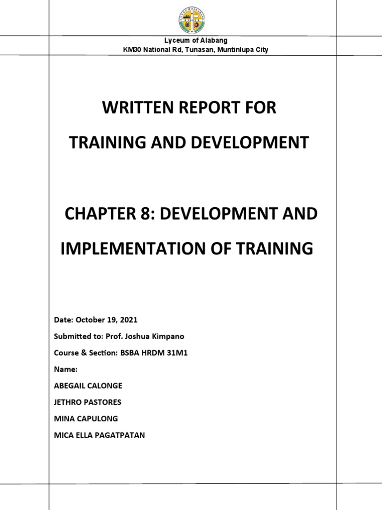 4 Written Report - GRP 7 - BSBA-HRDM 31A1 - Chapter 4 | PDF | Learning ...