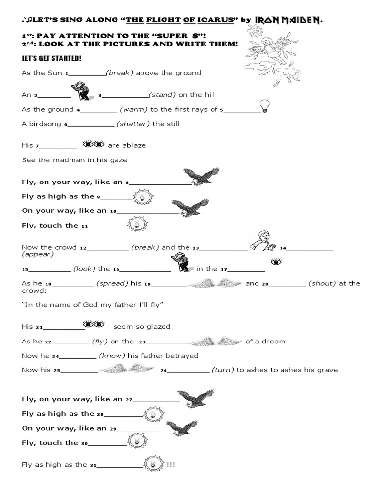 Icarus Song Lyrics Fill-in Activity | PDF | Art
