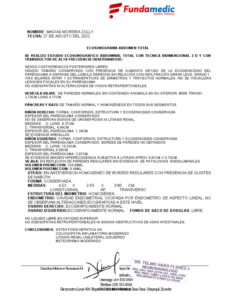 Macias Moreira Zully | PDF | Ultrasonido médico | Abdomen
