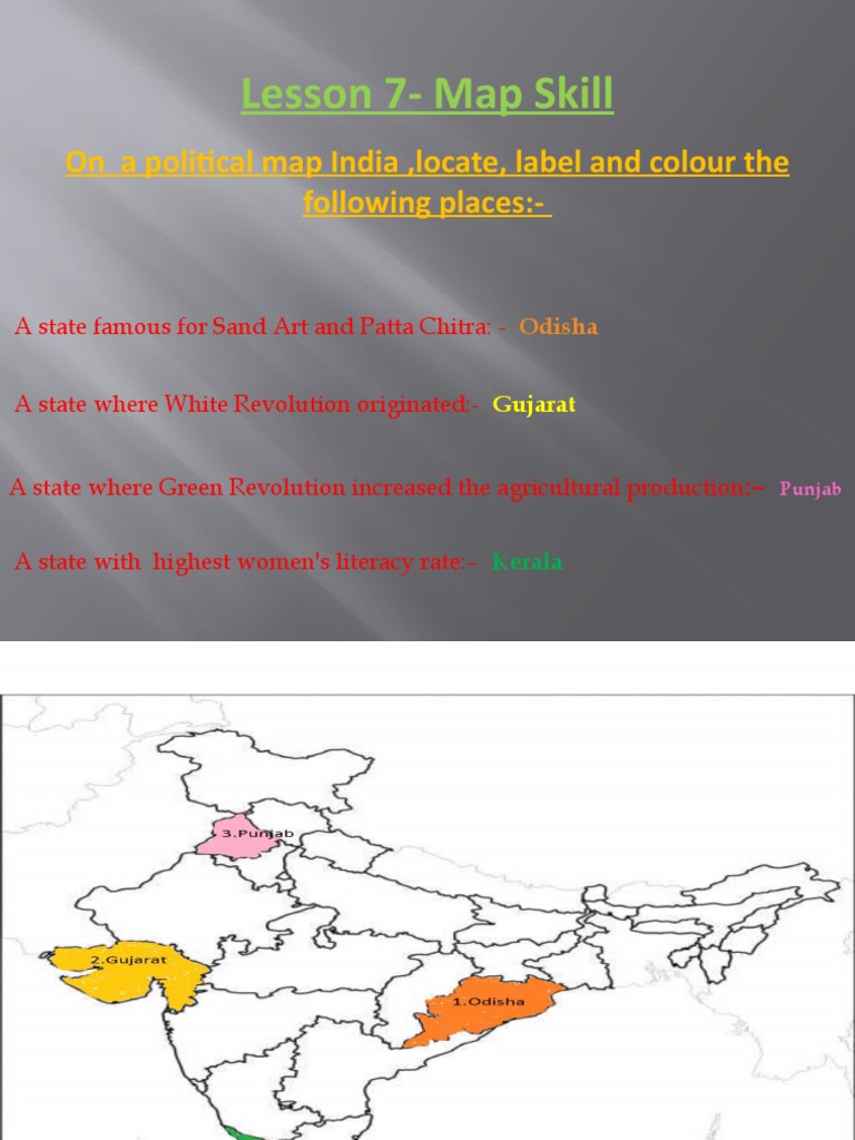 Lesson 7-Map Skill: On A Political Map India, Locate, Label and Colour ...