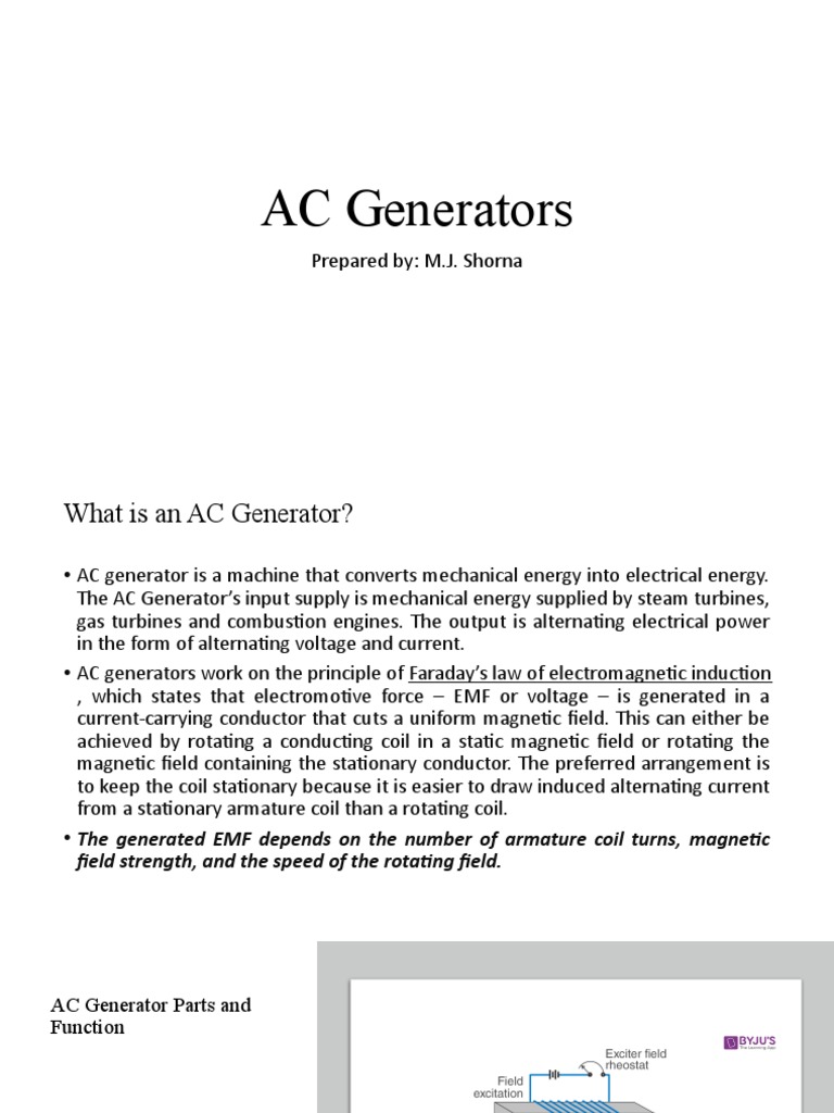 AC Generators: Prepared By: M.J. Shorna | Download Free PDF | Electric ...