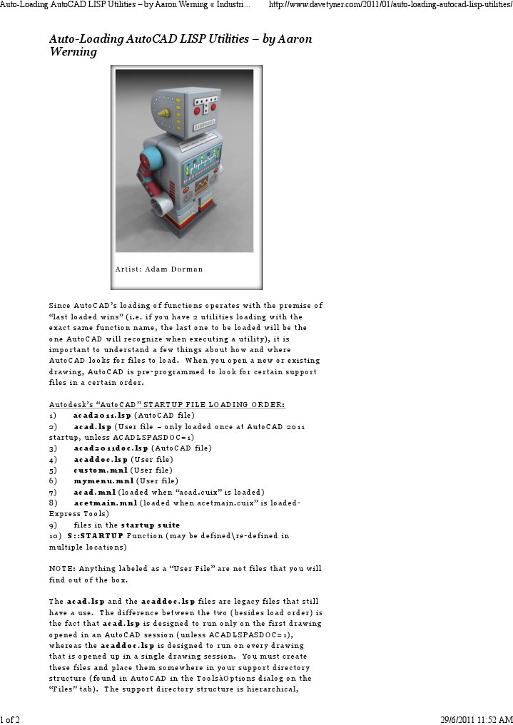 Tips Autocad Auto Loading Autocad Lisp Utilities By Aaron Werning Pdf Auto Cad Autodesk