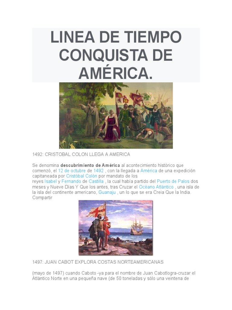 Linea de Tiempo Conquista de América | PDF | Imperio español ...
