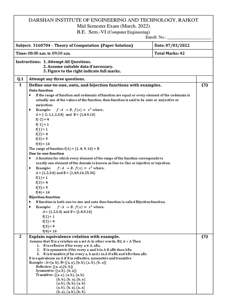 Darshan Institute of Engineering and Technology, Rajkot Mid Semester Exam (March, 2022) B.E. Sem ...
