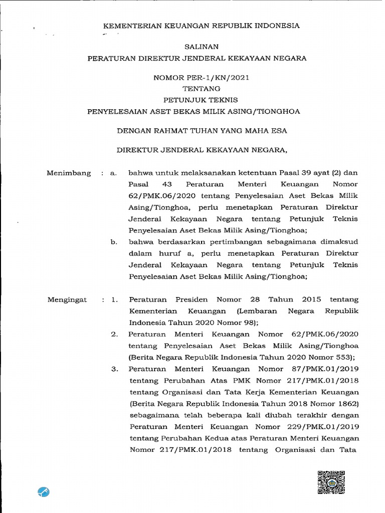 ABMAT Perdirjen KN No. PER-1-KN-2021 Juknis Penyelesaian ABMA-T | PDF