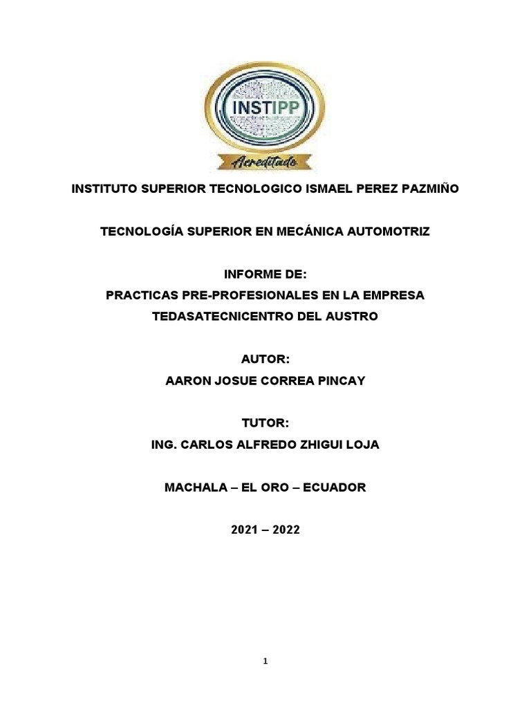 Informe Practicas PPP | PDF | Tornillo