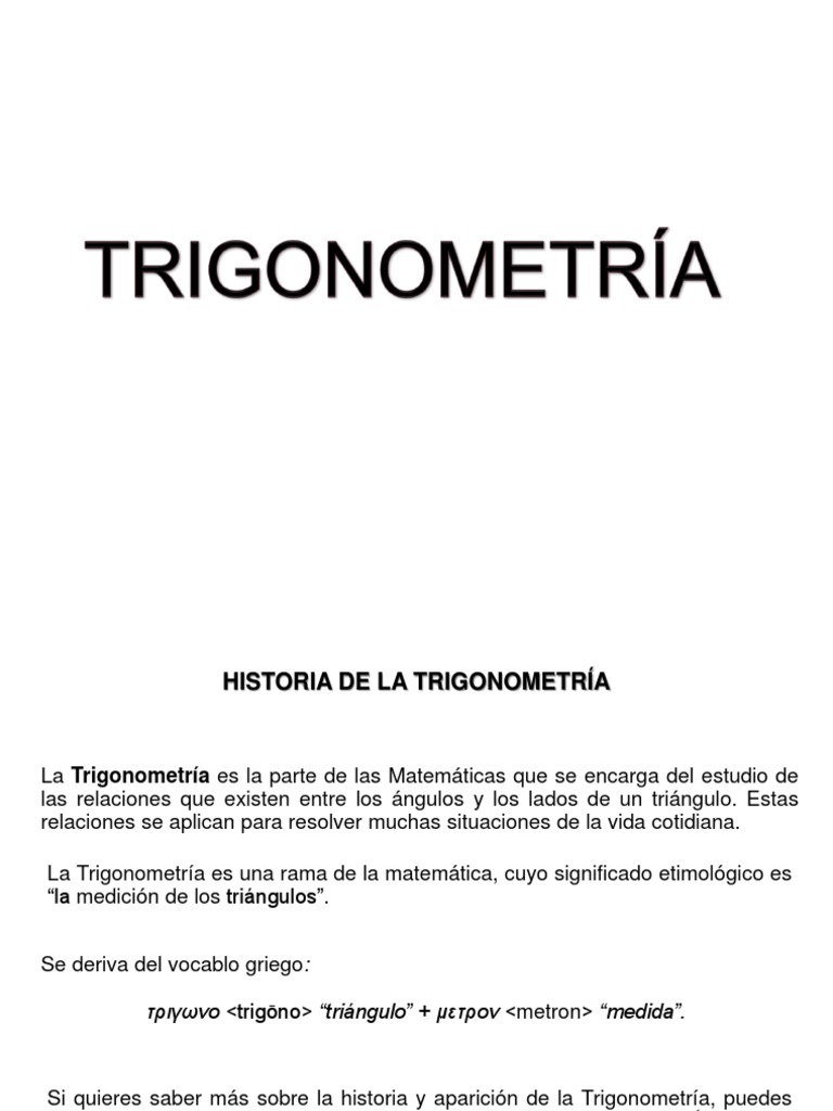 Trigonometría: Conceptos y Funciones | PDF | Funciones trigonométricas | Triángulo