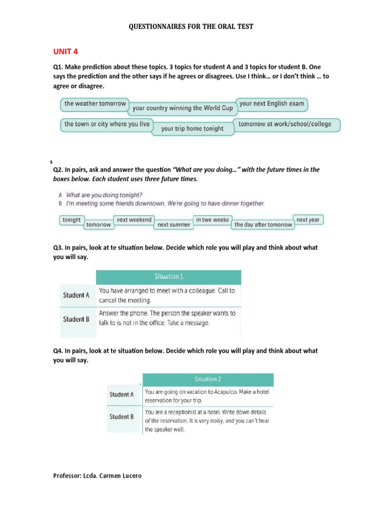 2nd Term Oral Test Questionnaire | PDF