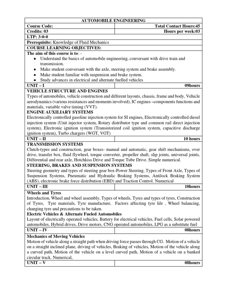 Mastering Automobile Engineering: A Comprehensive Guide to Vehicle ...