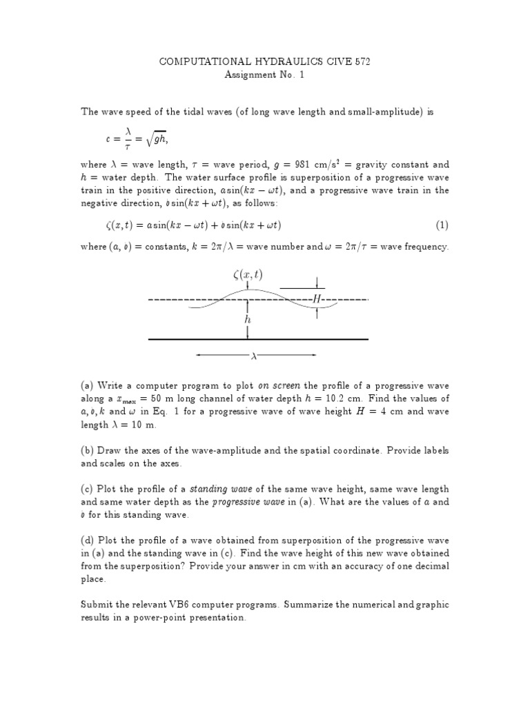 CIVE 572 Computational Hydraulics Assignment | PDF | Science & Mathematics