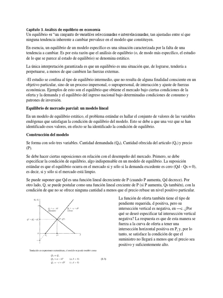Resumen Capitulo 3-EcoMat | PDF | Equilibrio económico | Ecuaciones