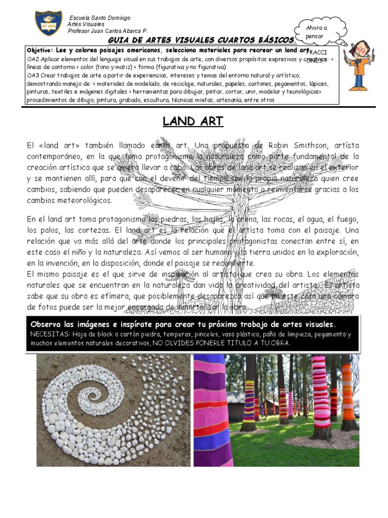 Guía de LandArt 4°VisualesU1 - Abril - JCAP2020 | PDF | Dibujo | Pinturas