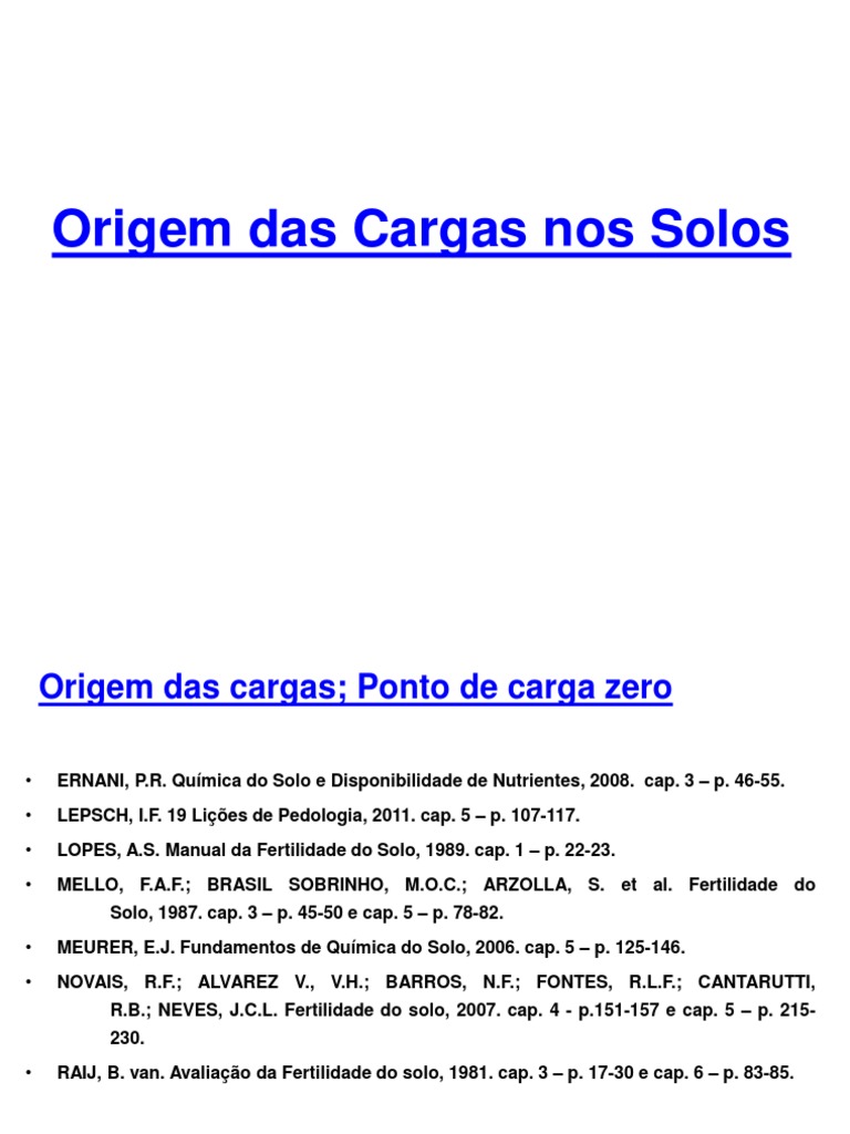 1 - Origem Das Cargas PCZ | PDF | Solo | Coloide