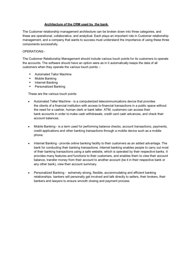 Banking CRM System Architecture | PDF | Customer Relationship ...