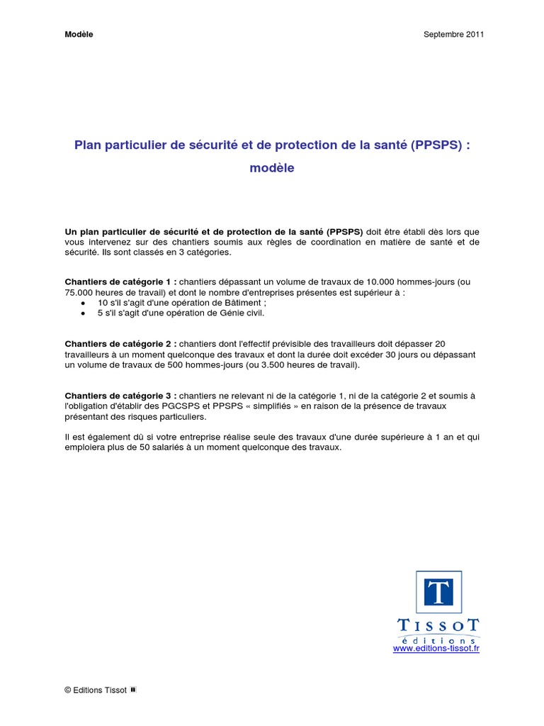 PPSPS Modele | PDF | Sécurité | Évaluation des risques